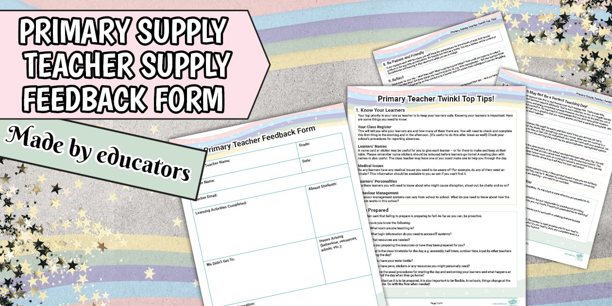 Primary Teacher Feedback Form