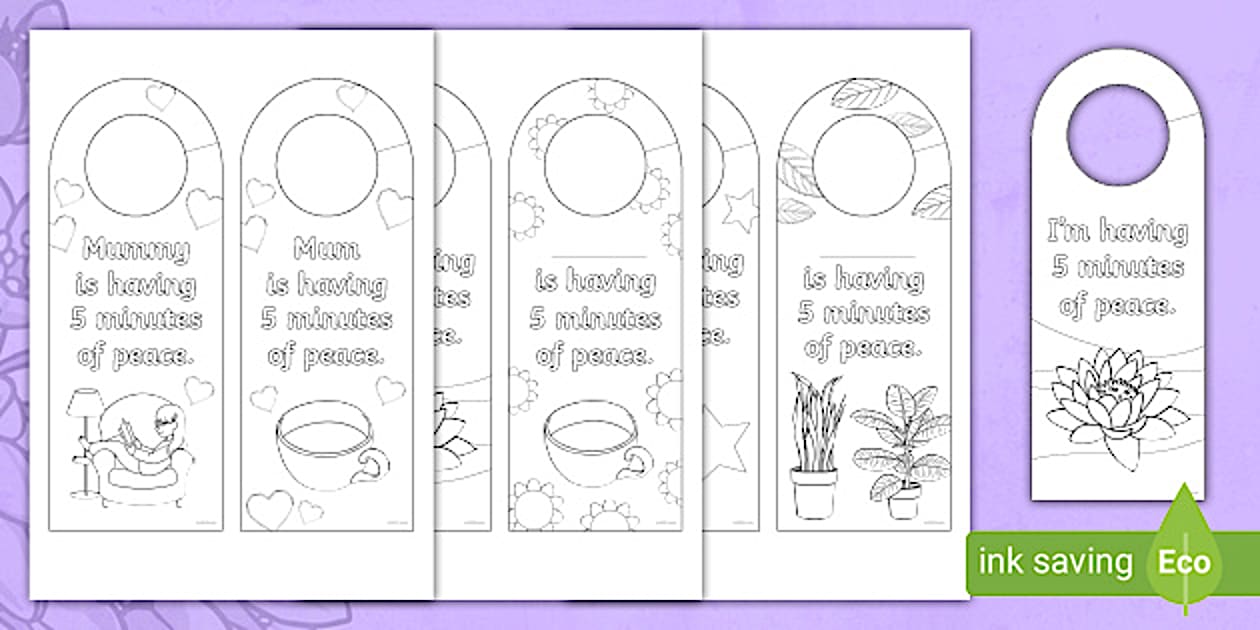 Mother's Day Cut Out and Colour Door Hanger (teacher made)