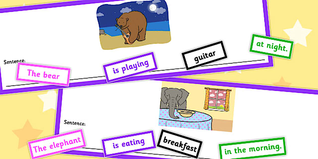 Editable Who, What Doing, To What, When - Unusual Sentence Cut Up Cards