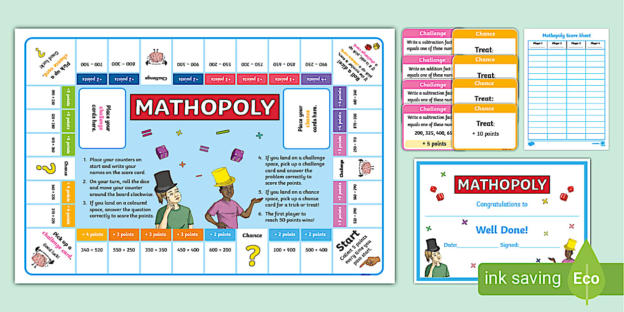 Addition and Subtraction Tables Games | Mathopoly - Twinkl