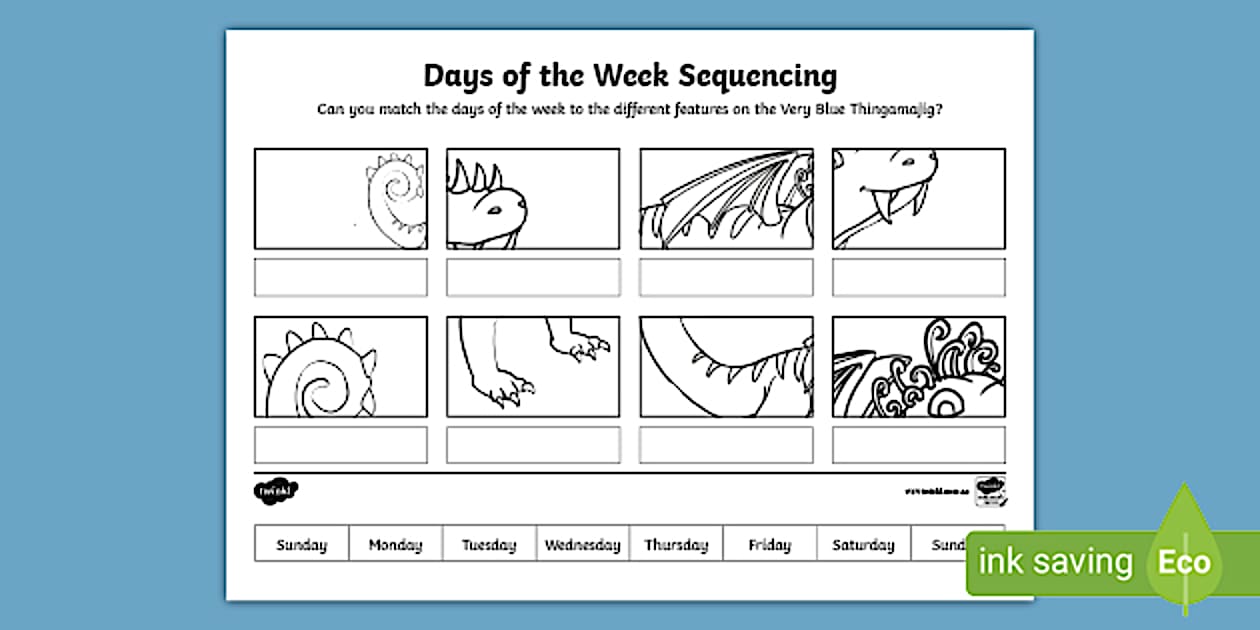 Days of the Week Sequencing Activity to Support Teaching on The Very Blue