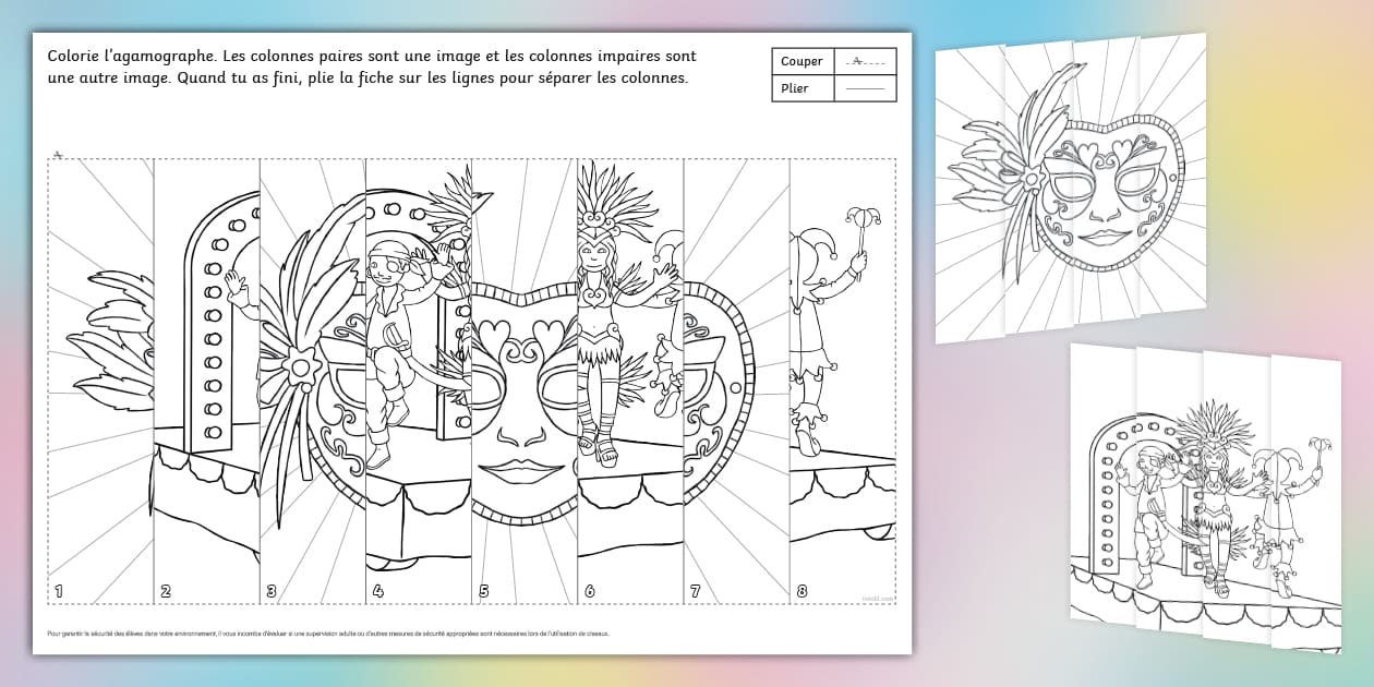 Agamographe à colorier : Le Carnaval - Twinkl