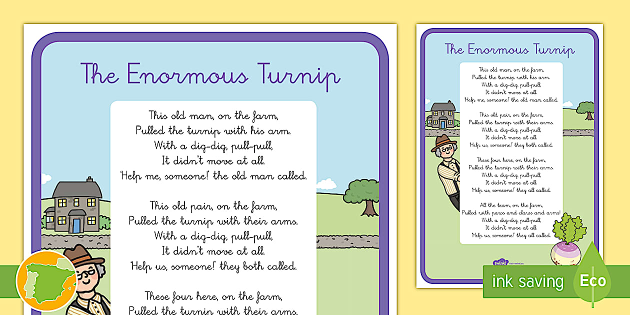 A2 Canción: The Enornous Turnip letra en inglés - Twinkl