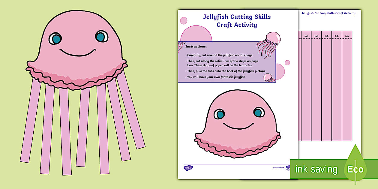 Jellyfish Cutting Skills Craft Activity- Scissor Skills