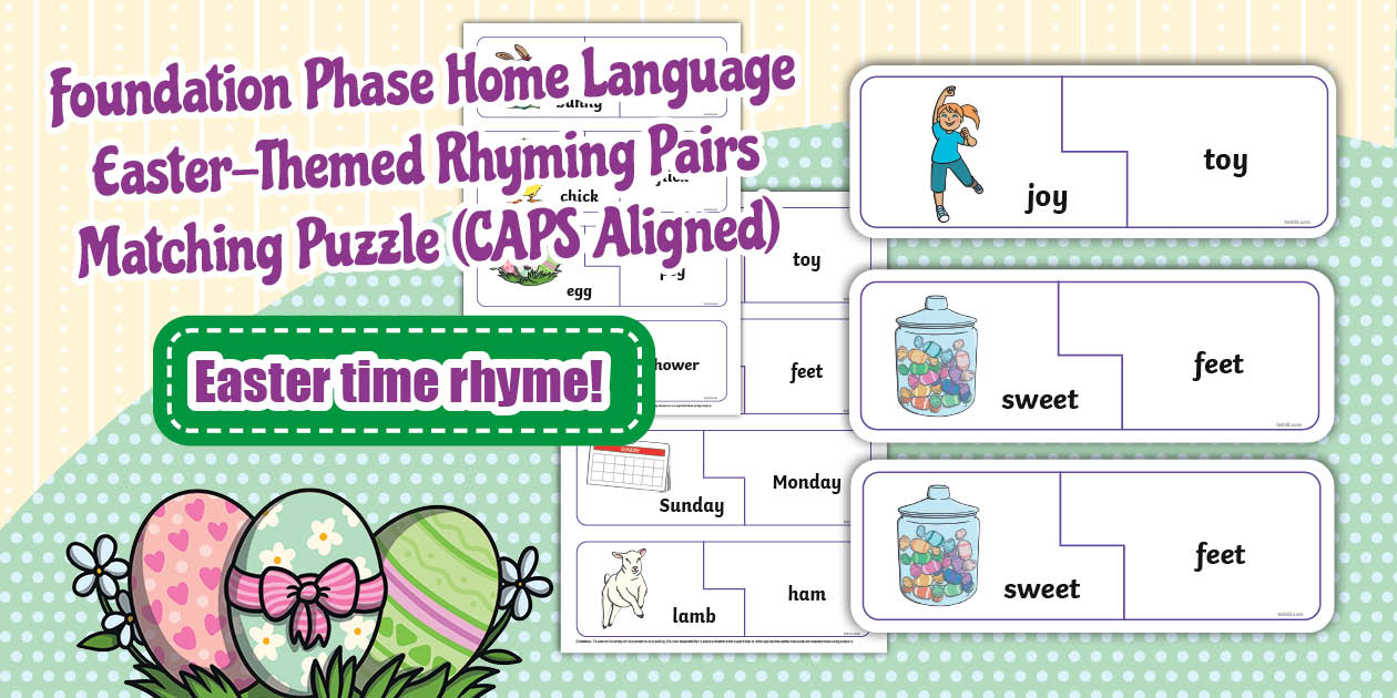 Easter-Themed Rhyming Pairs Matching Puzzle (CAPS Aligned)