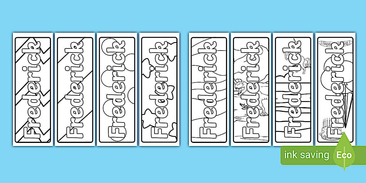 Frederick Name Simple Colouring Bookmarks (teacher made)