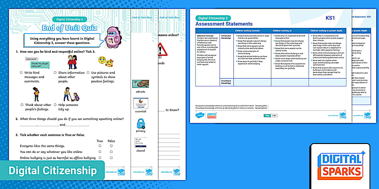 Digital Sparks: Digital Citizenship 2: Assessment Pack