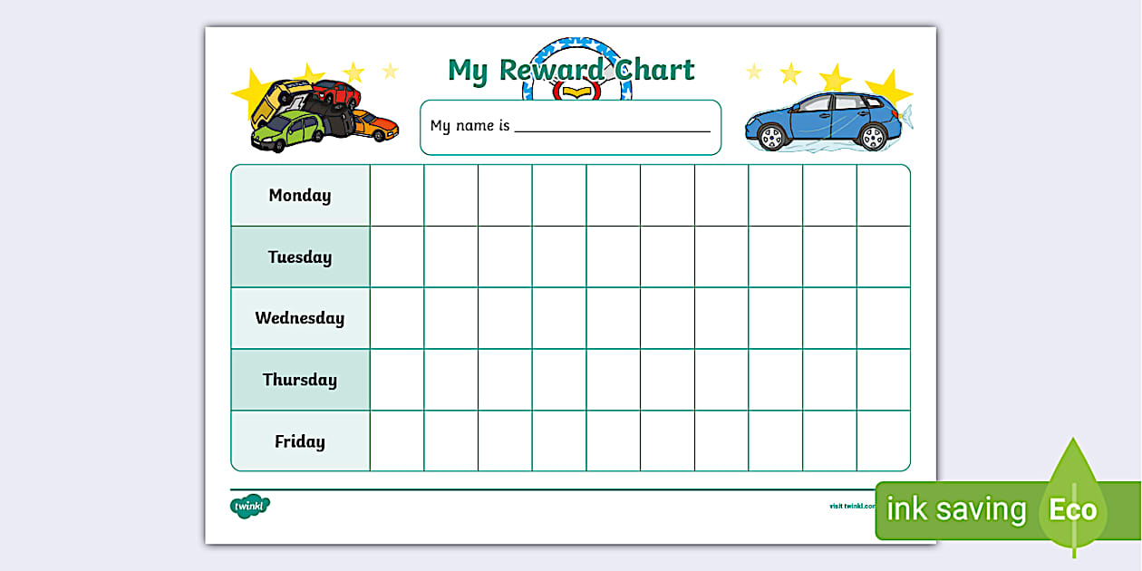 Cars Reward Chart (teacher made) - Twinkl