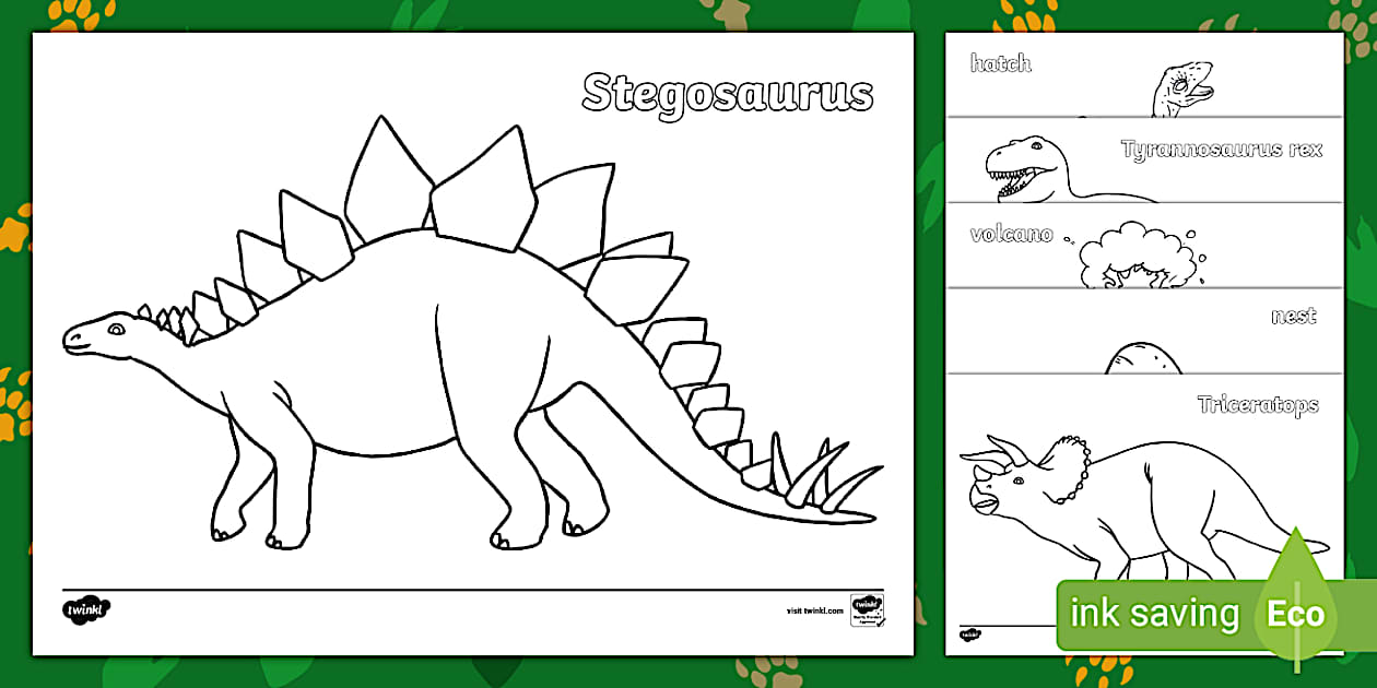 Dinosaurs Picture and Word Colouring Sheets | Twinkl
