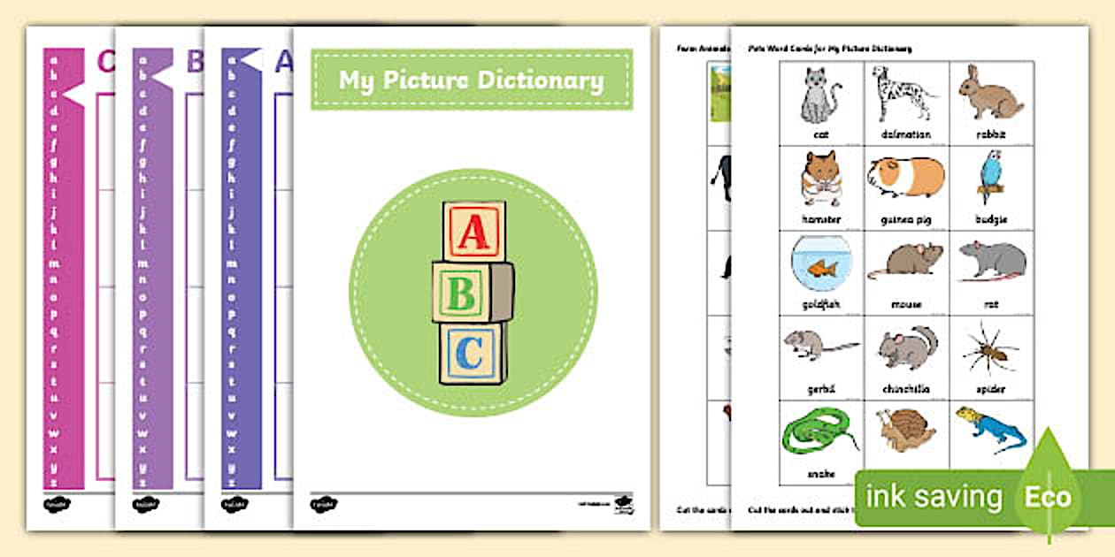 Picture Dictionary Animals Word Cards Pack (teacher made)