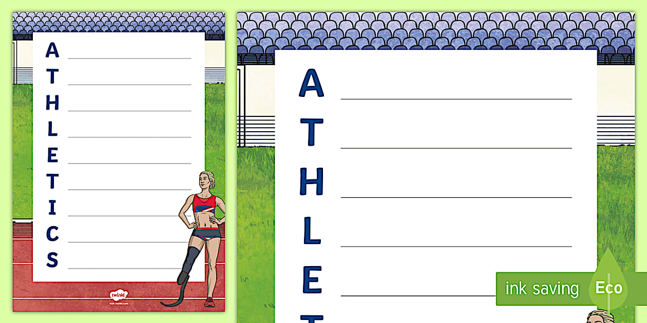 Athletics Acrostic Poem (teacher made) - Twinkl