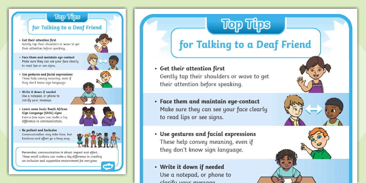 Communication Tips for Talking to a Deaf Friend Poster