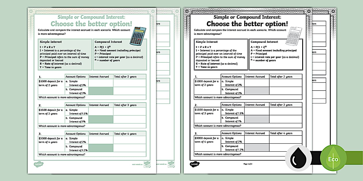 Calculate and Compare Simple and Compound Interest Rates