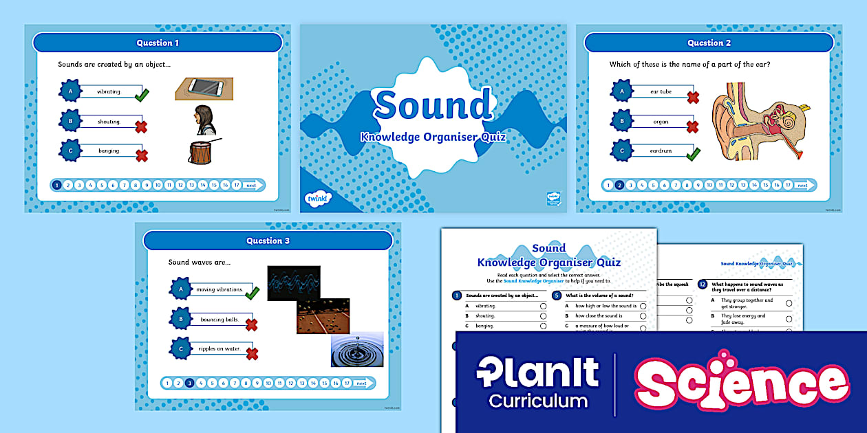Year 4 Sound Knowledge Organiser Quiz Pack (teacher made)