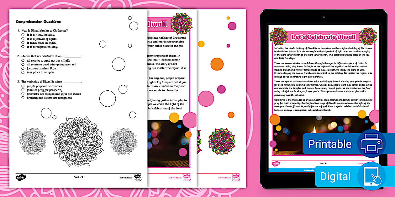 Sixth Grade Diwali Reading Passage Comprehension Worksheet Sixth Grade Diwali Reading Passage Comprehension Worksheet