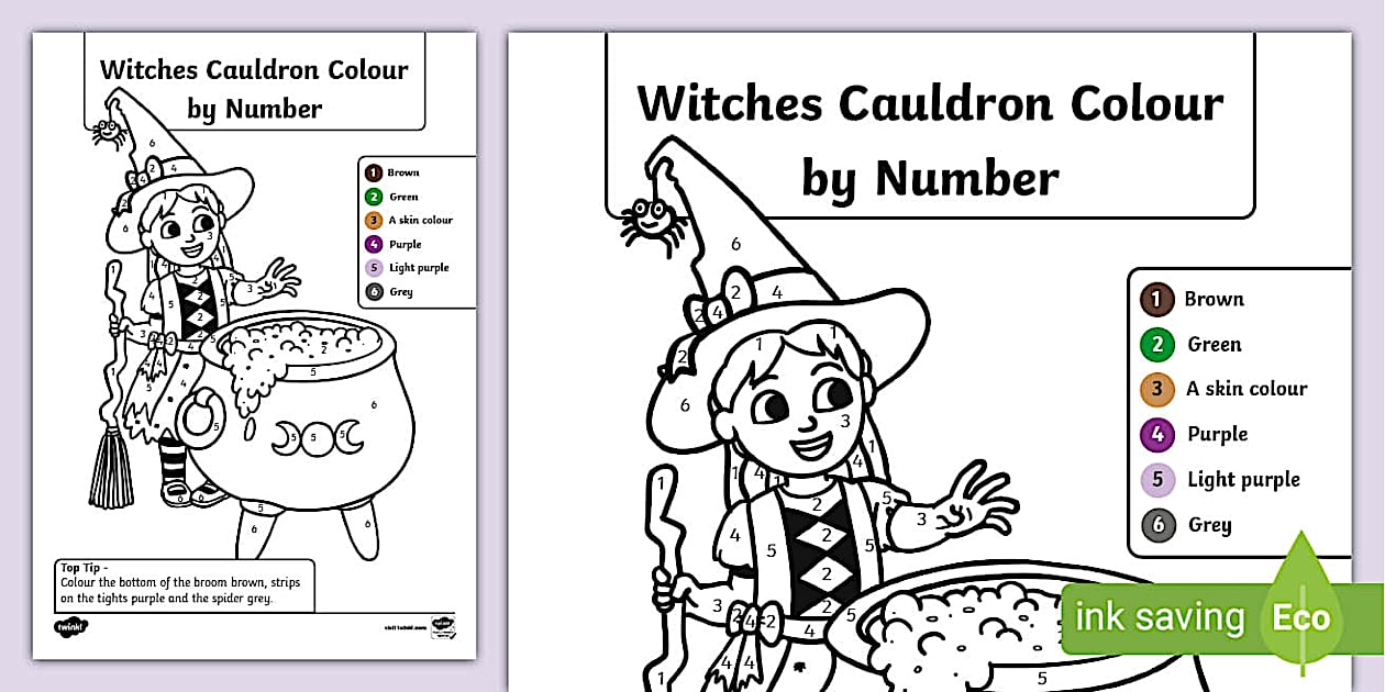 Witches Cauldron Colour by Number Activity (teacher made)