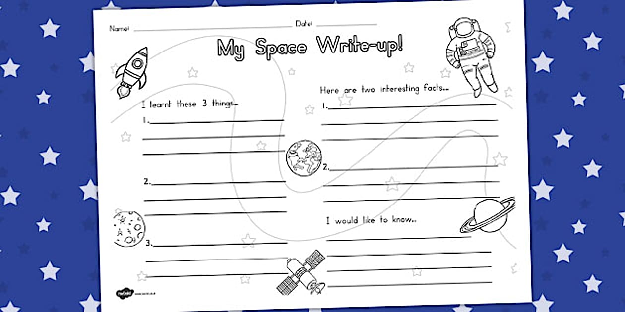 Space Write Up Worksheet (teacher made) - Twinkl