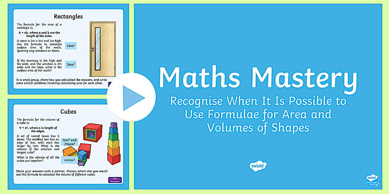 Year 6 Measurement Formulae for Area and Volume Maths Mastery Activities