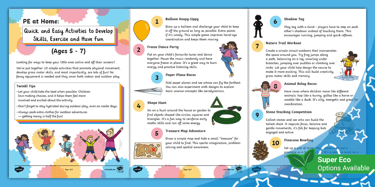 Activities to Develop Skills and Exercise Ages 5 - 7