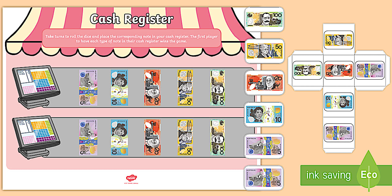 QLD Australian Notes Cash Register Board Game (teacher made)