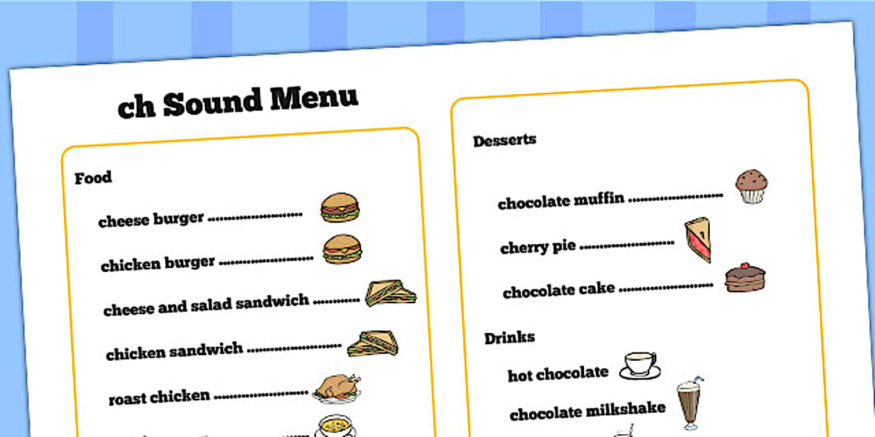 ch Sound Menu (teacher made) - Twinkl