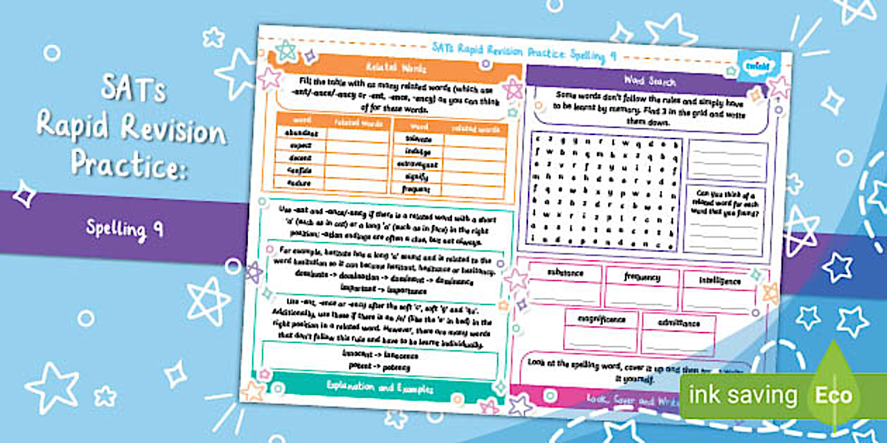 SATs Spelling Revision Activity 9 | Parents Revision Support