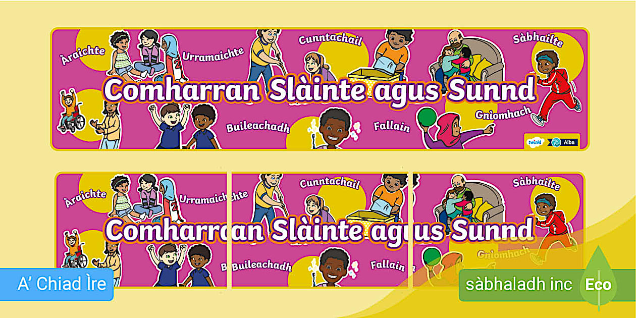 Comharran Slàinte agus Sunnd - Bratach-fada (teacher made)