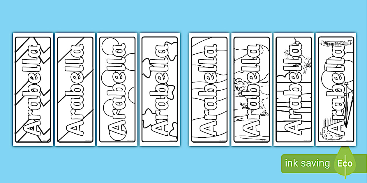 Arabella Name Simple Colouring Bookmarks (Teacher-Made)