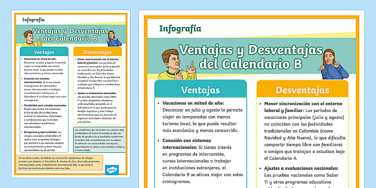 Ventajas y Desventajas del Calendario B - Twinkl Colombia