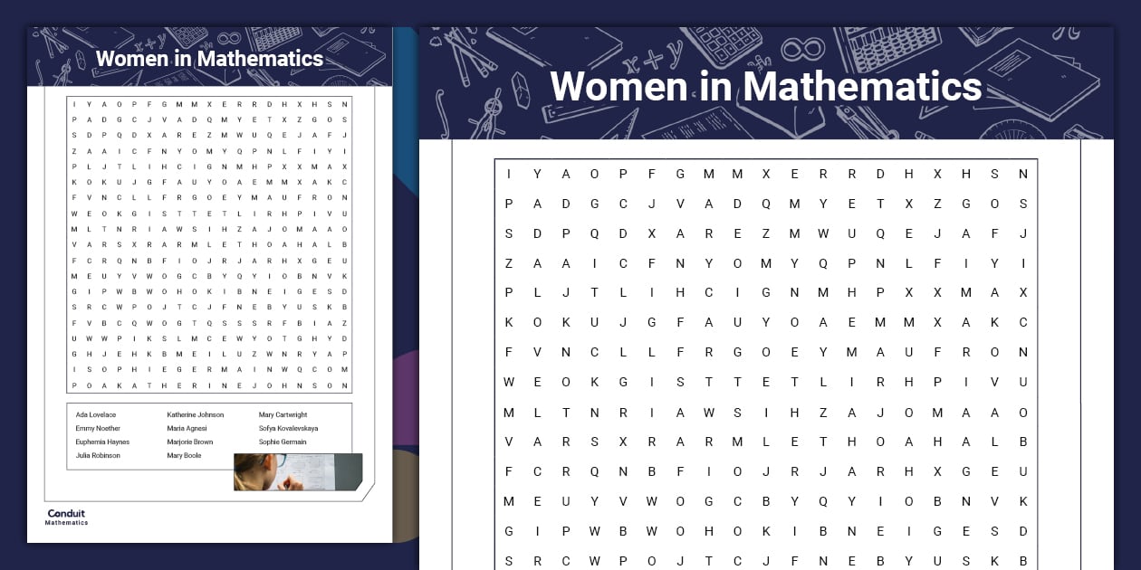 Women in Mathematics Word Search (teacher made) - Twinkl