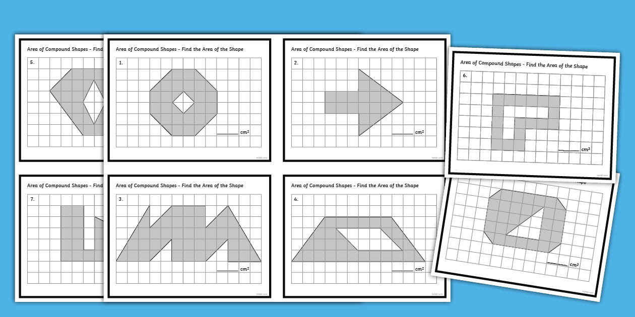 Sixth Grade Area of Compound Shapes Challenge Cards - Twinkl