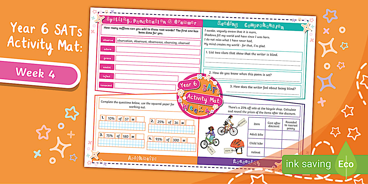 Year 6 SATs Activity Mat: Week 4 (teacher made) - Twinkl
