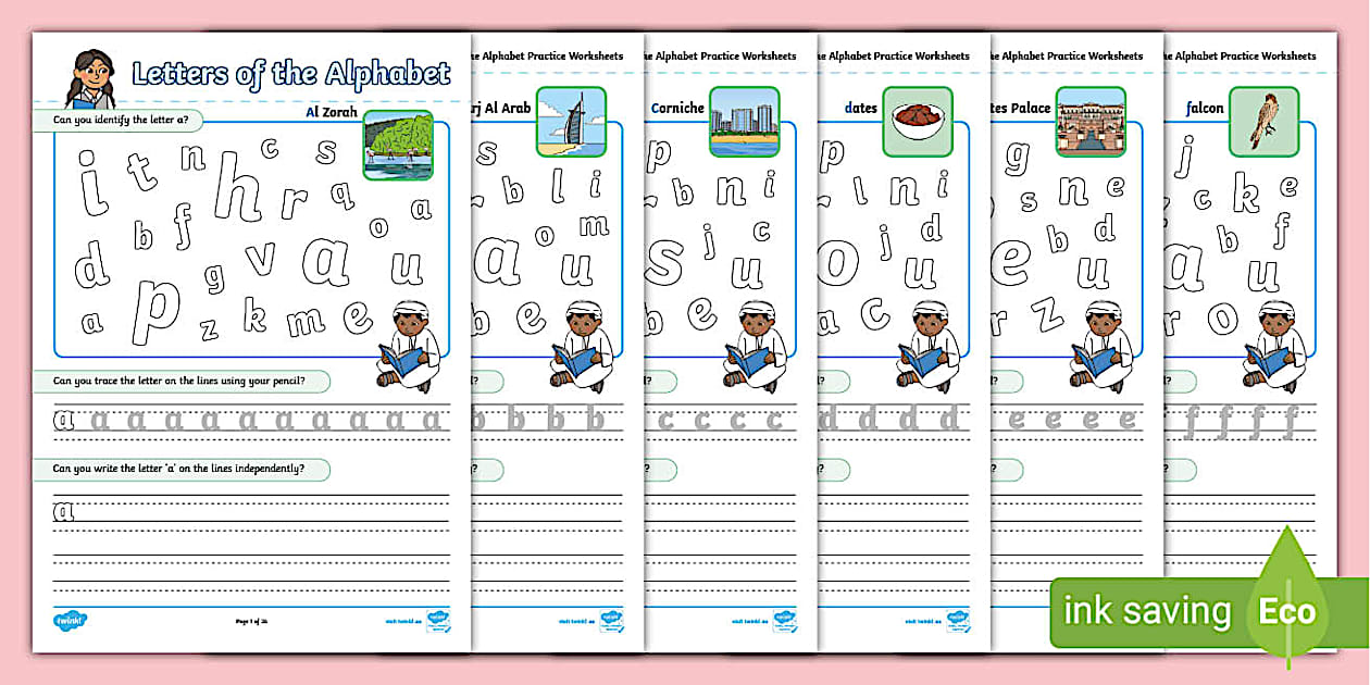 UAE Letters of the Alphabet Activity Sheets - Twinkl
