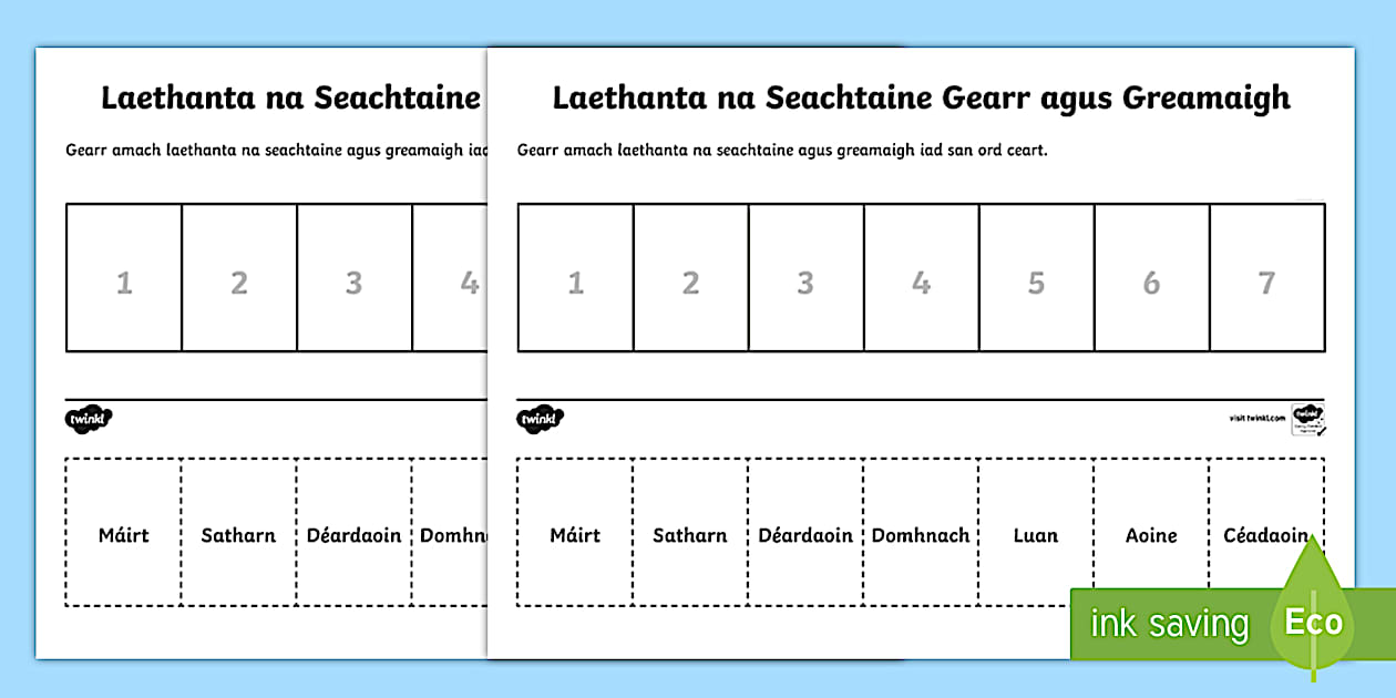 Laethanta na Seachtaine Gearr agus Greamaigh Gníomhaíocht