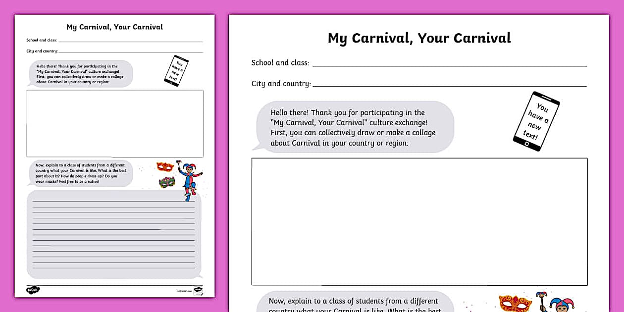 Activity Sheet: My Carnival, Your Carnival - Twinkl