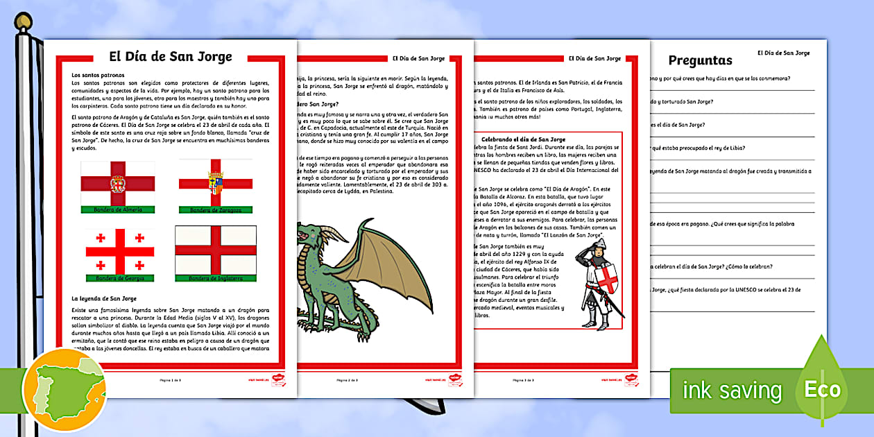 Comprensión lectora: El día de San Jorge - Twinkl
