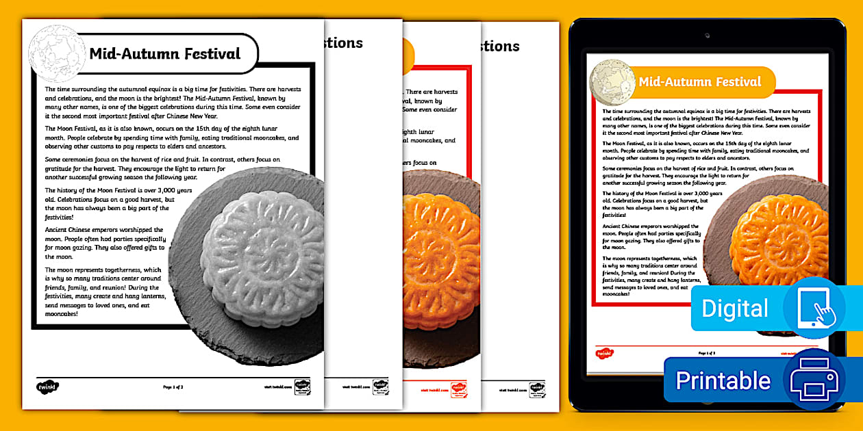 Fifth Grade Mid-Autumn Festival Reading Passage - Twinkl