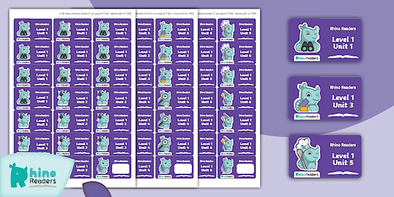 Rhino Readers Level 1 Book Cover Stickers