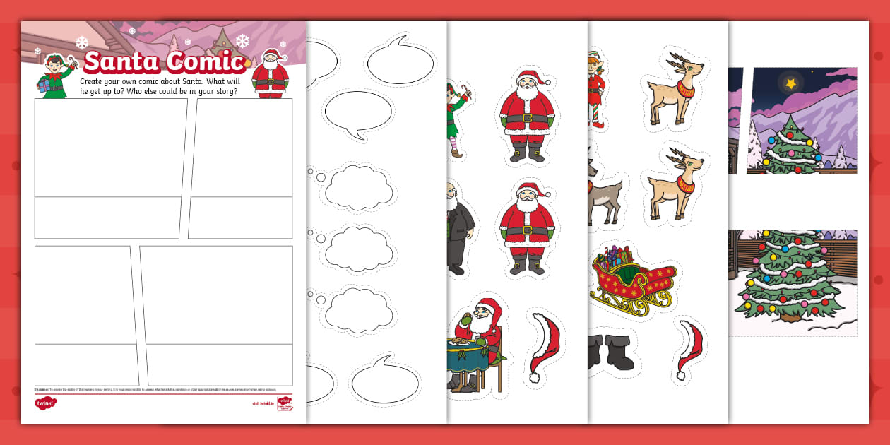 Santa Comic Cut and Stick Worksheet - Twinkl