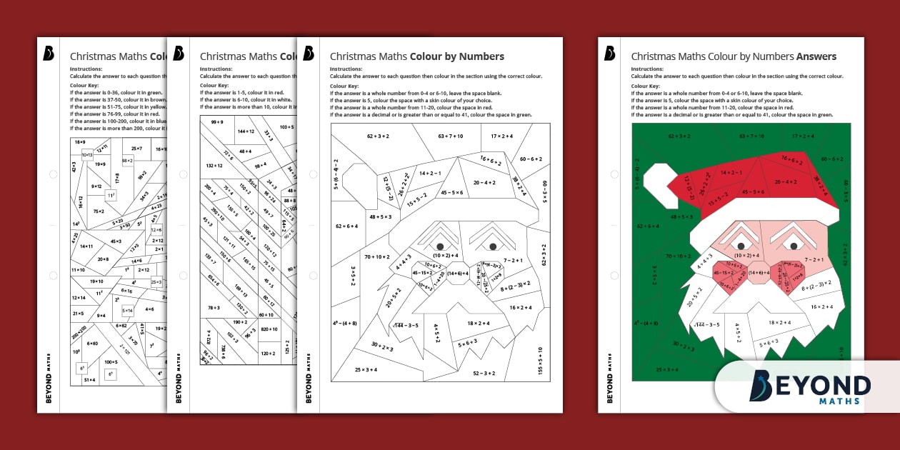 Christmas Maths KS3: Colouring Worksheets Pack