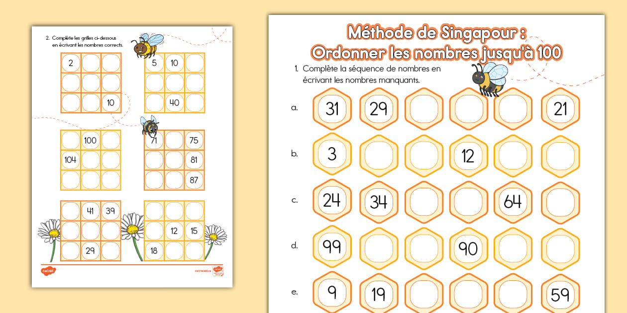 Singapour Mathématiques : Abstraite. Ordonner les nombres jusqu'à 100