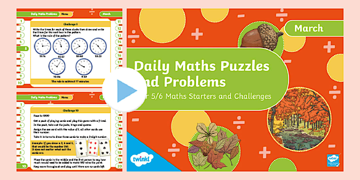 March Year 5/6 Maths Puzzle and Problem Starters - Twinkl