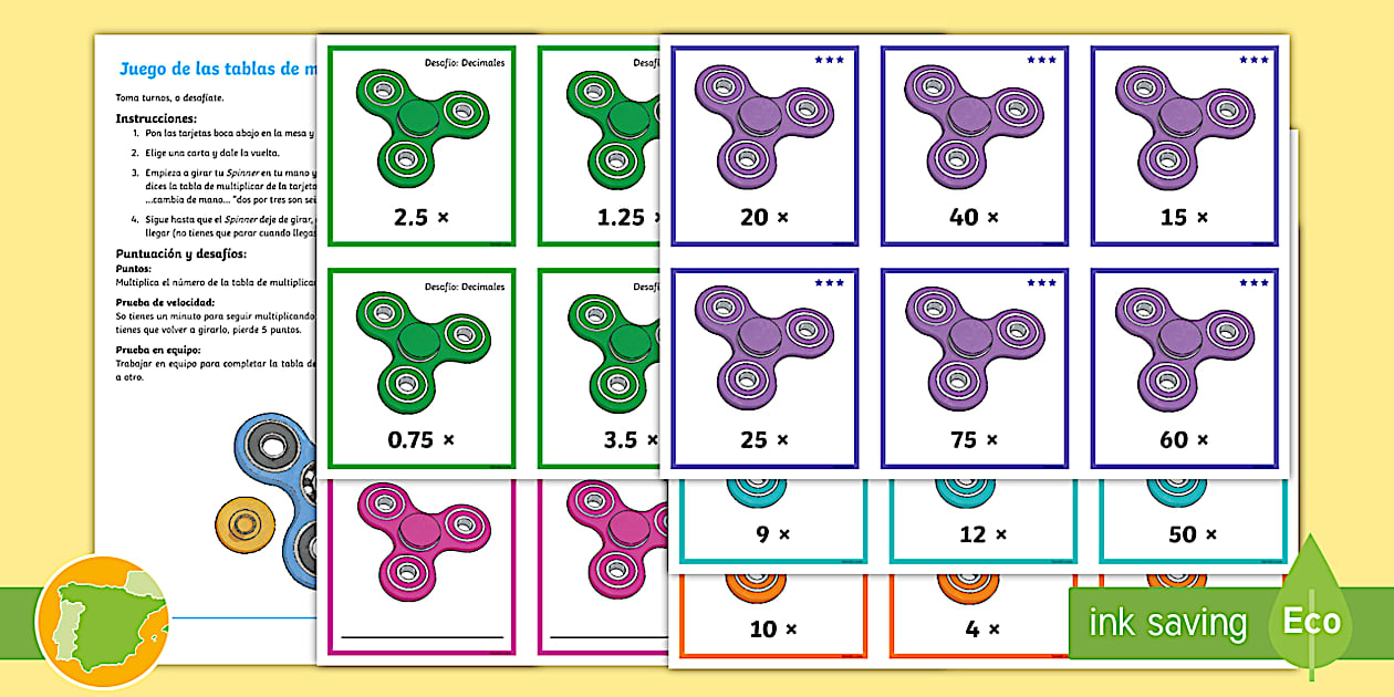 Juego: Multiplicación - Los 'Spinners' - Twinkl