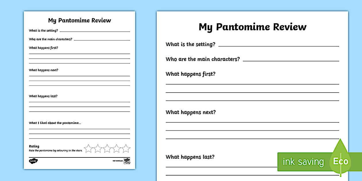 KS2 Pantomime Review (teacher made) - Twinkl