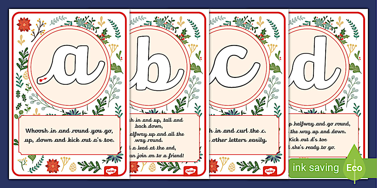 Winter Botanical Themed Letter Formation Rhyme Display Posters