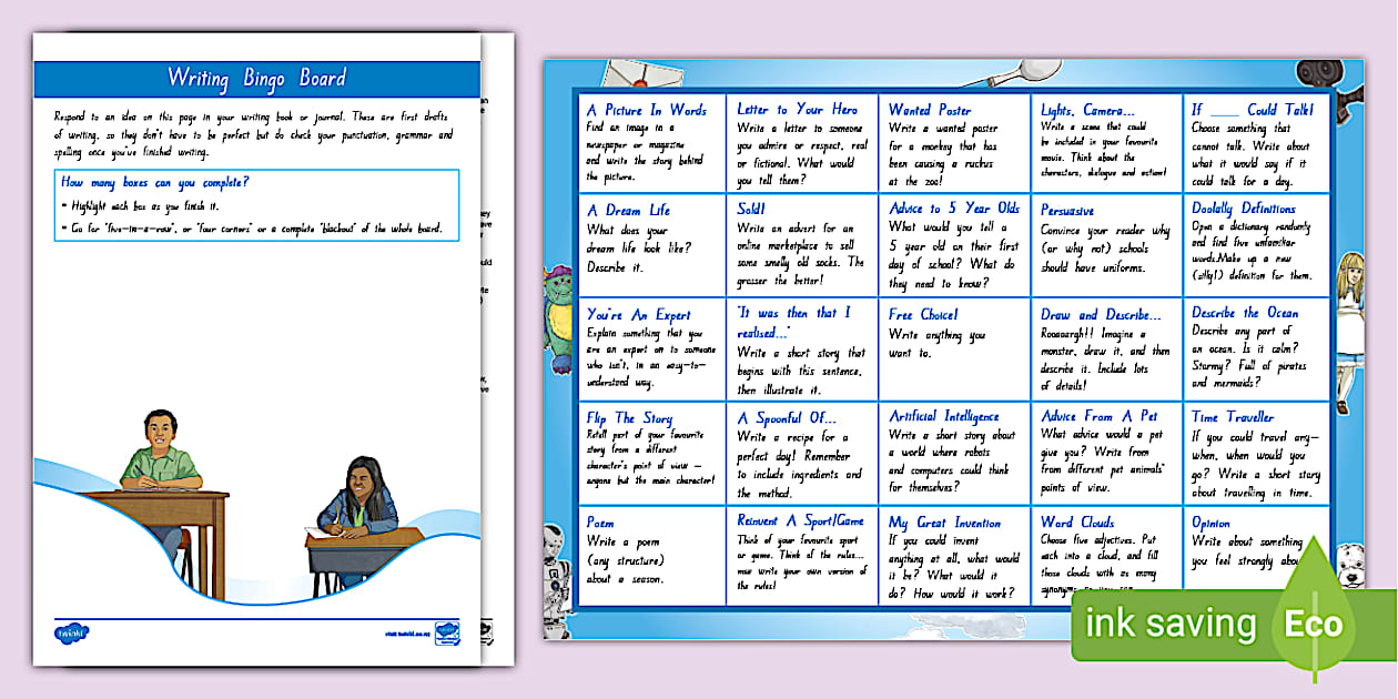 Writing Bingo Board - Year 5-6