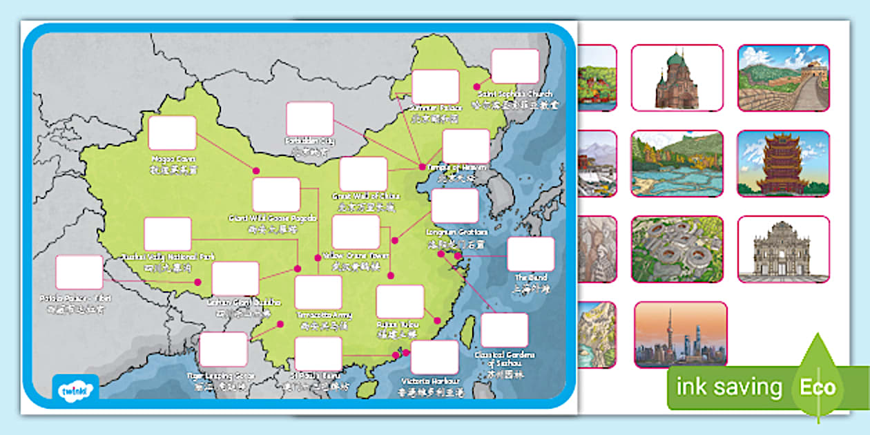 China Landmarks Cut and Stick Activity