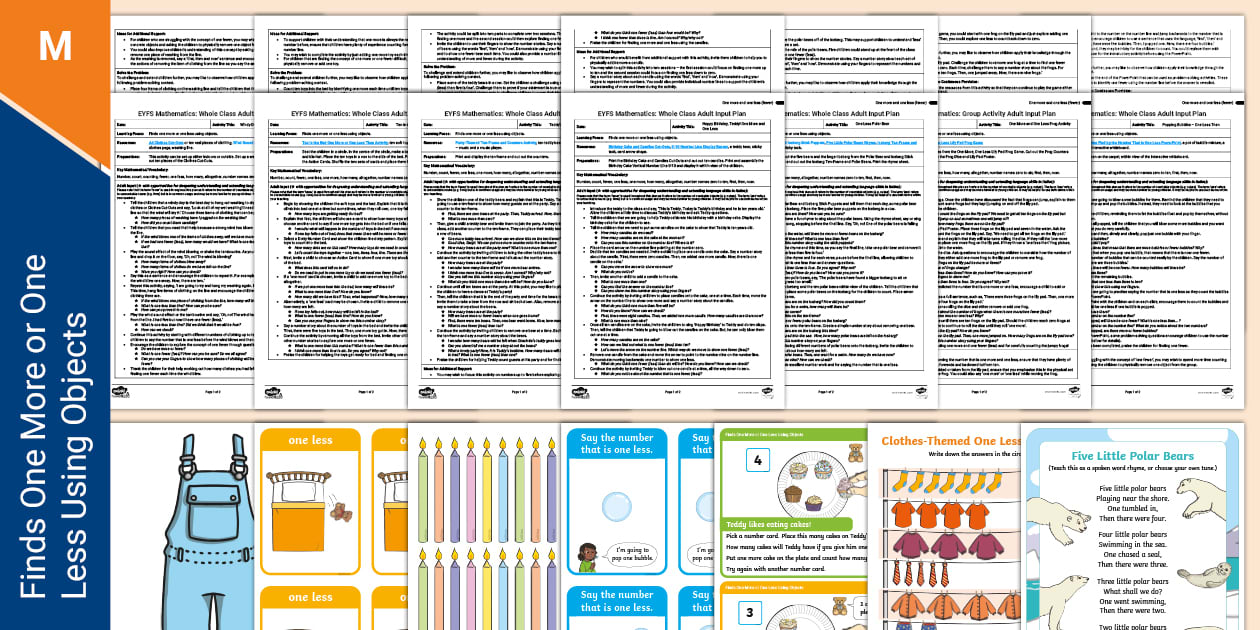 EYFS Maths Finds One More or One Less Using Objects Planning