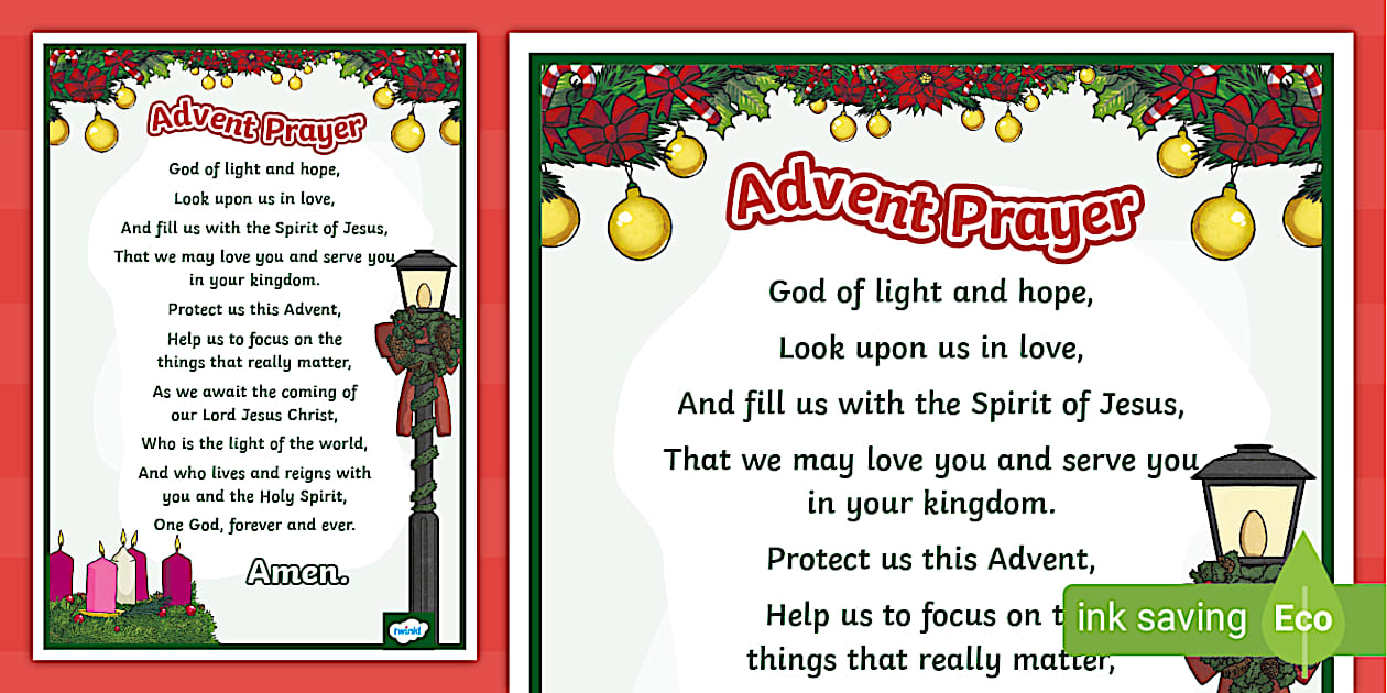 Black and White Advent Prayer (Display Poster). - Twinkl