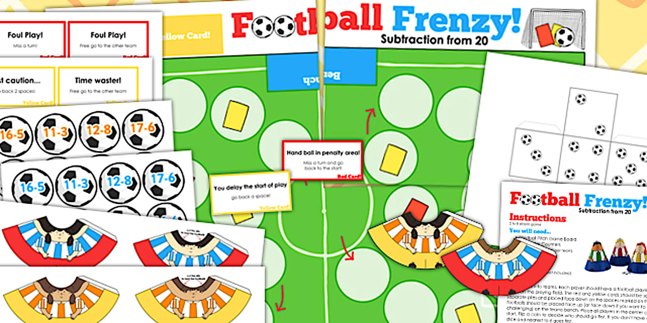 Subtraction from 20 Football Board Game (Teacher-Made)